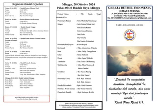 WARTA IBADAH Gereja Bethel Indonesia 13 Oktober 2024 | PPT