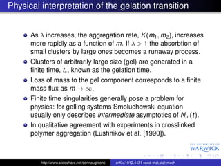 Nonequilibrium Statistical Mechanics of Cluster-cluster Aggregation ...