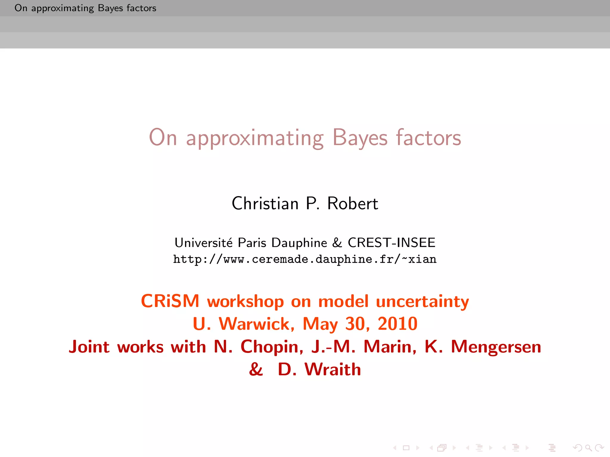 Approximating Bayes Factors | PPT