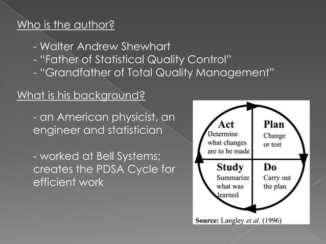 Walter A. Shewhart: Perspective on Quality | PPTX