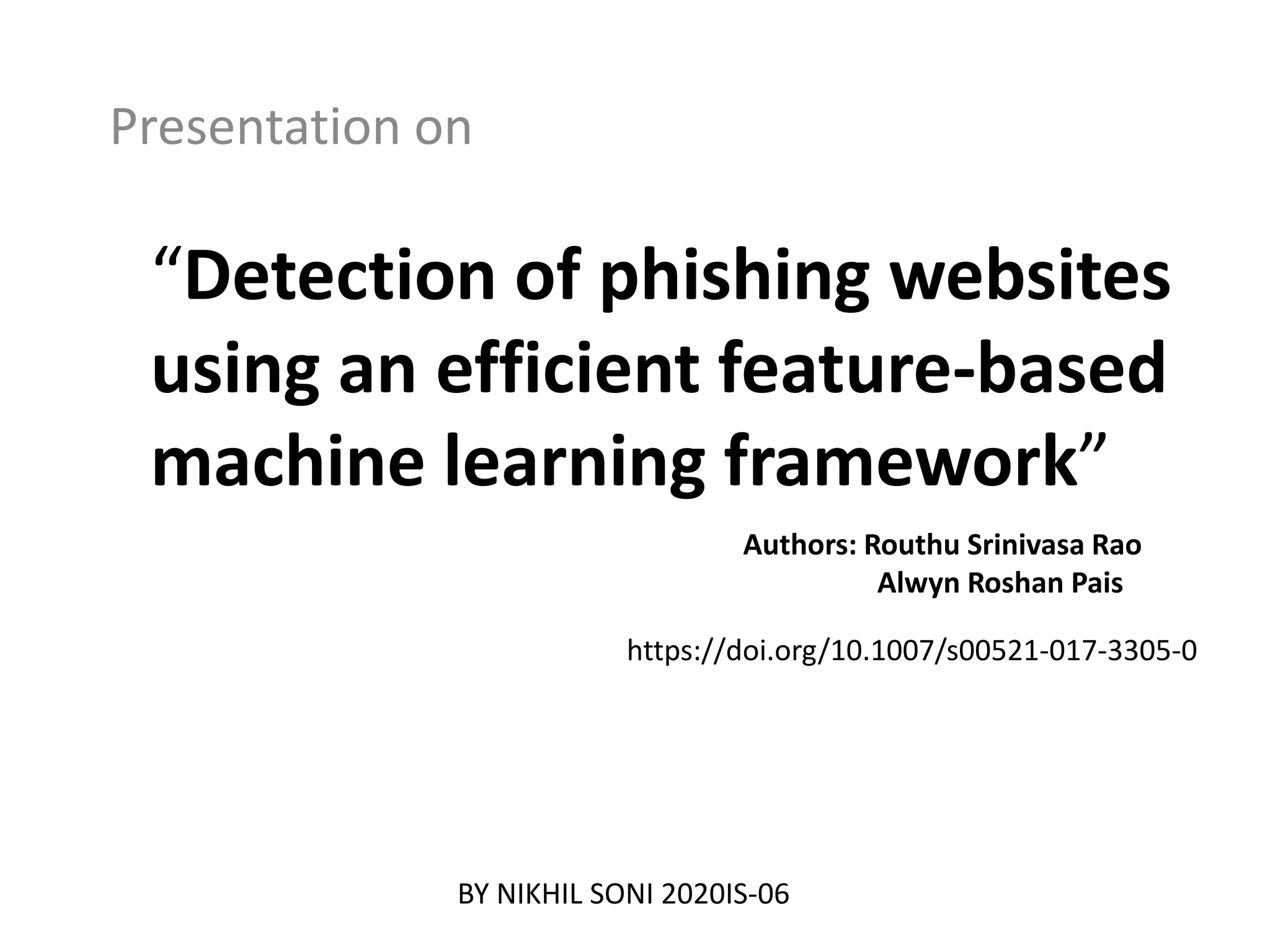 Detection of Phishing Websites | PPTX