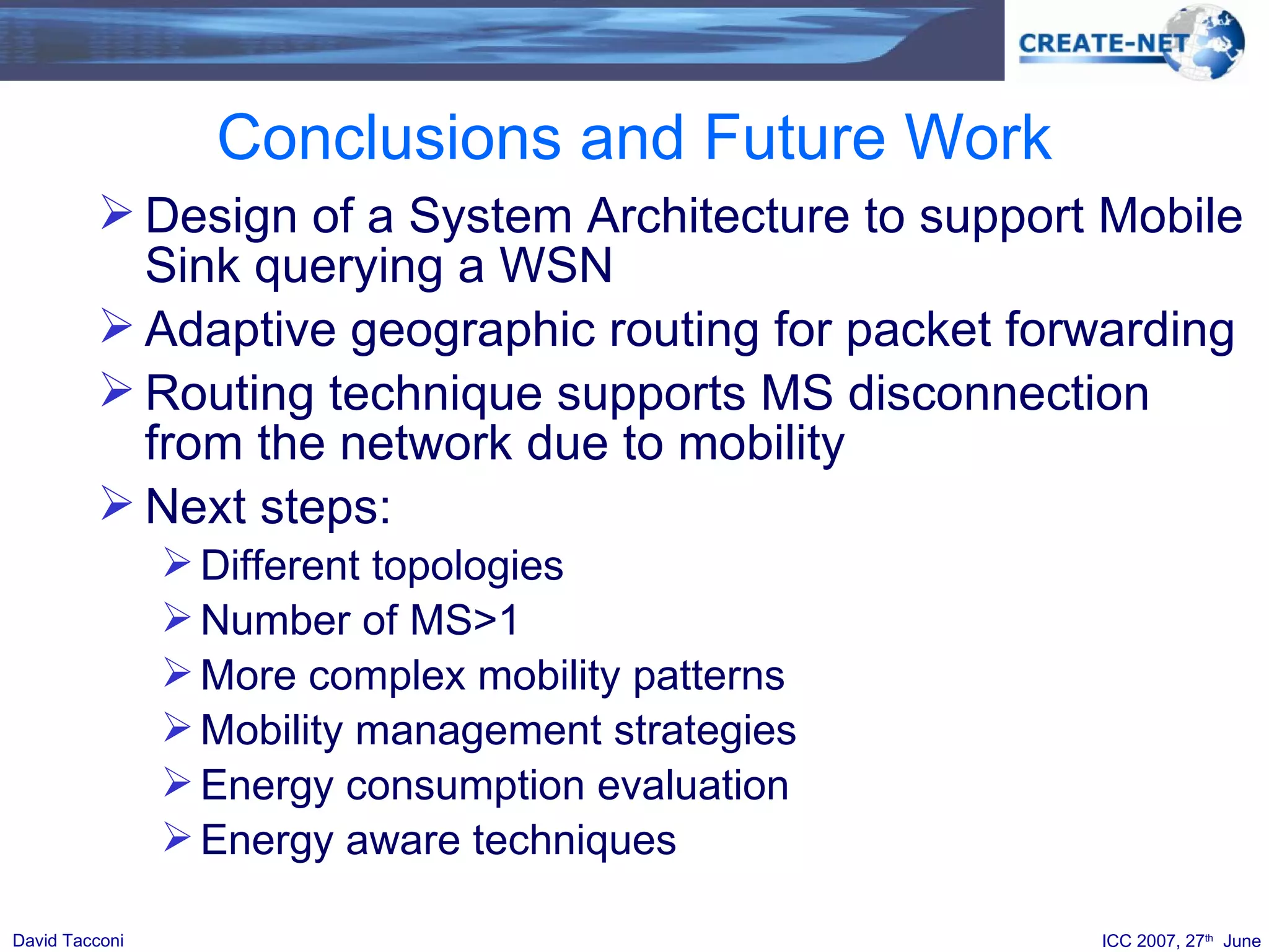 Supporting the Sink mobility: a case study for WSN | PPT