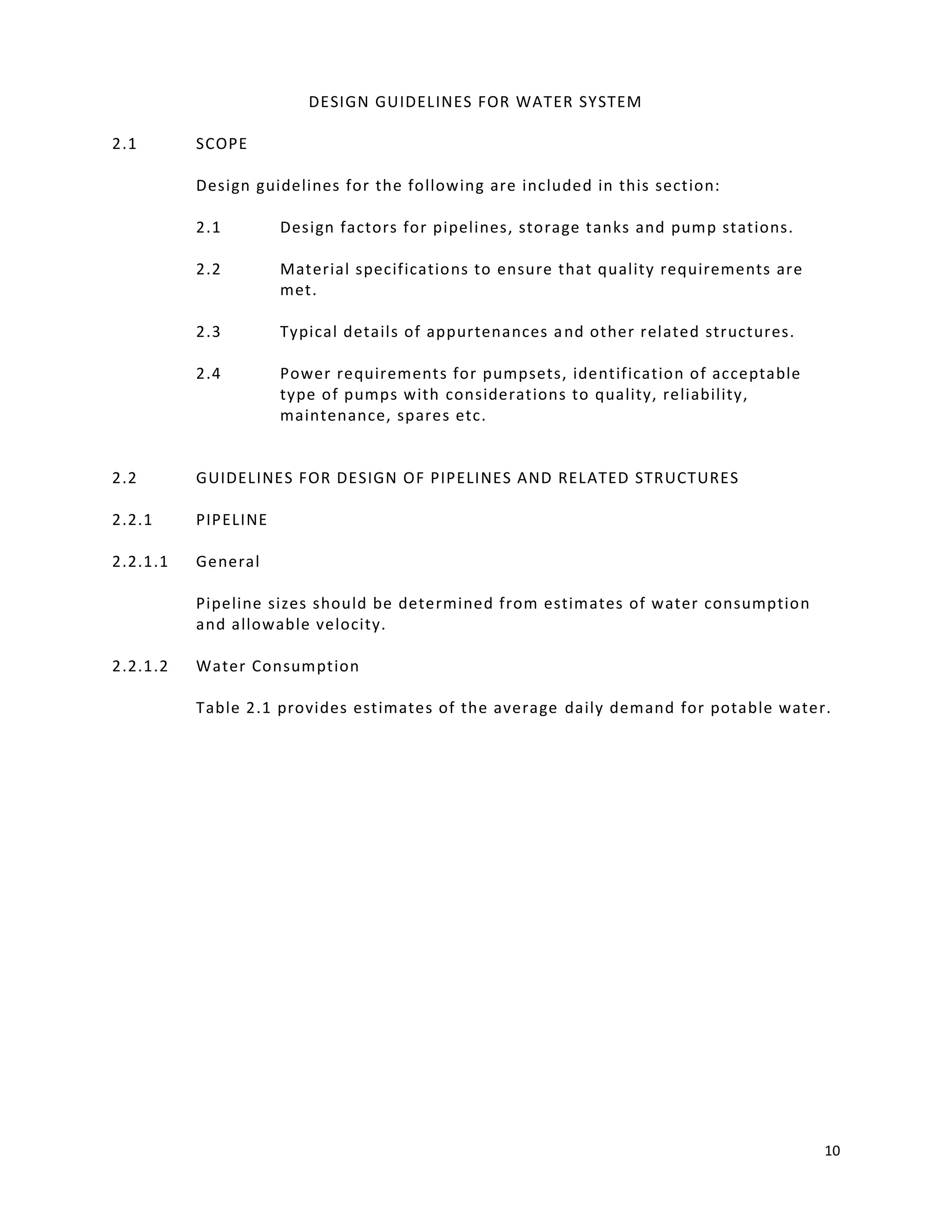 Wasa guidelines for design of water and wastewater systems | PDF