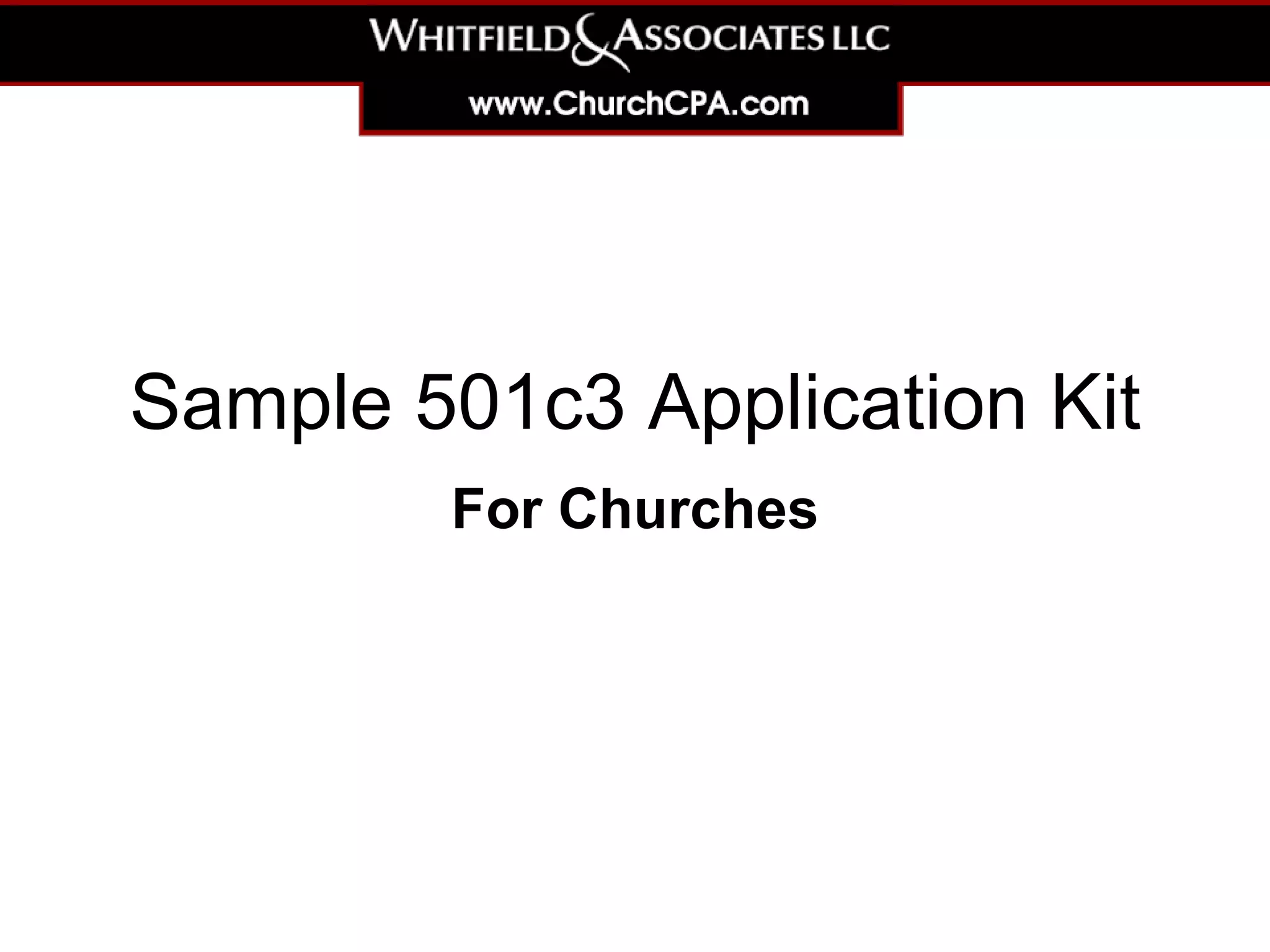 Sample 501c3 Application Kit for Churches | PPT