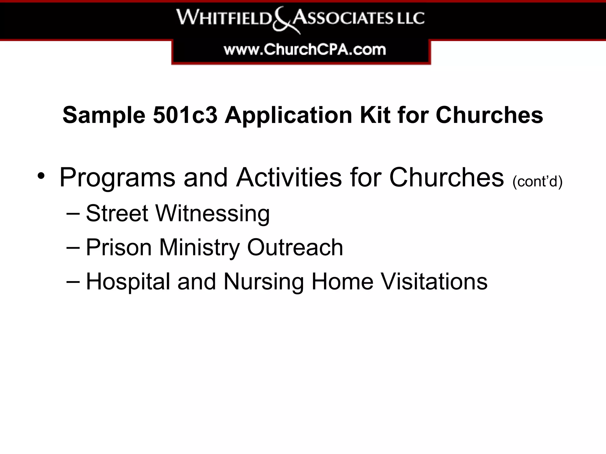 Sample 501c3 Application Kit for Churches | PPT