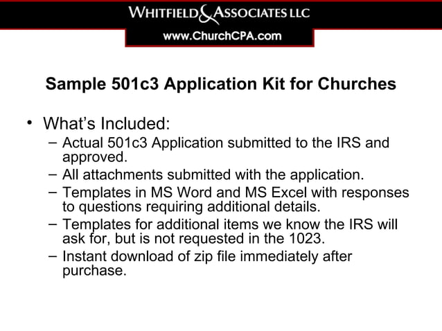 Sample 501c3 Application Kit for Churches | PPT | Christianity ...