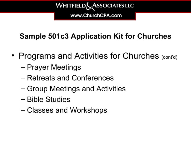 Sample 501c3 Application Kit for Churches | PPT | Christianity ...