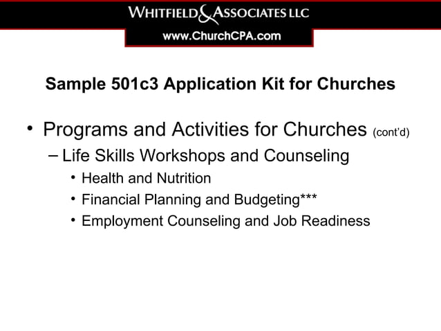 Sample 501c3 Application Kit for Churches | PPT