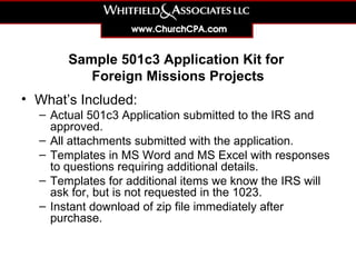 Sample 501c3 Application Kit for Foreign Missions Program | PPT