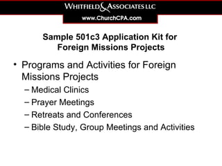 Sample 501c3 Application Kit for Foreign Missions Program | PPT