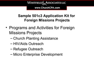 Sample 501c3 Application Kit for Foreign Missions Program | PPT