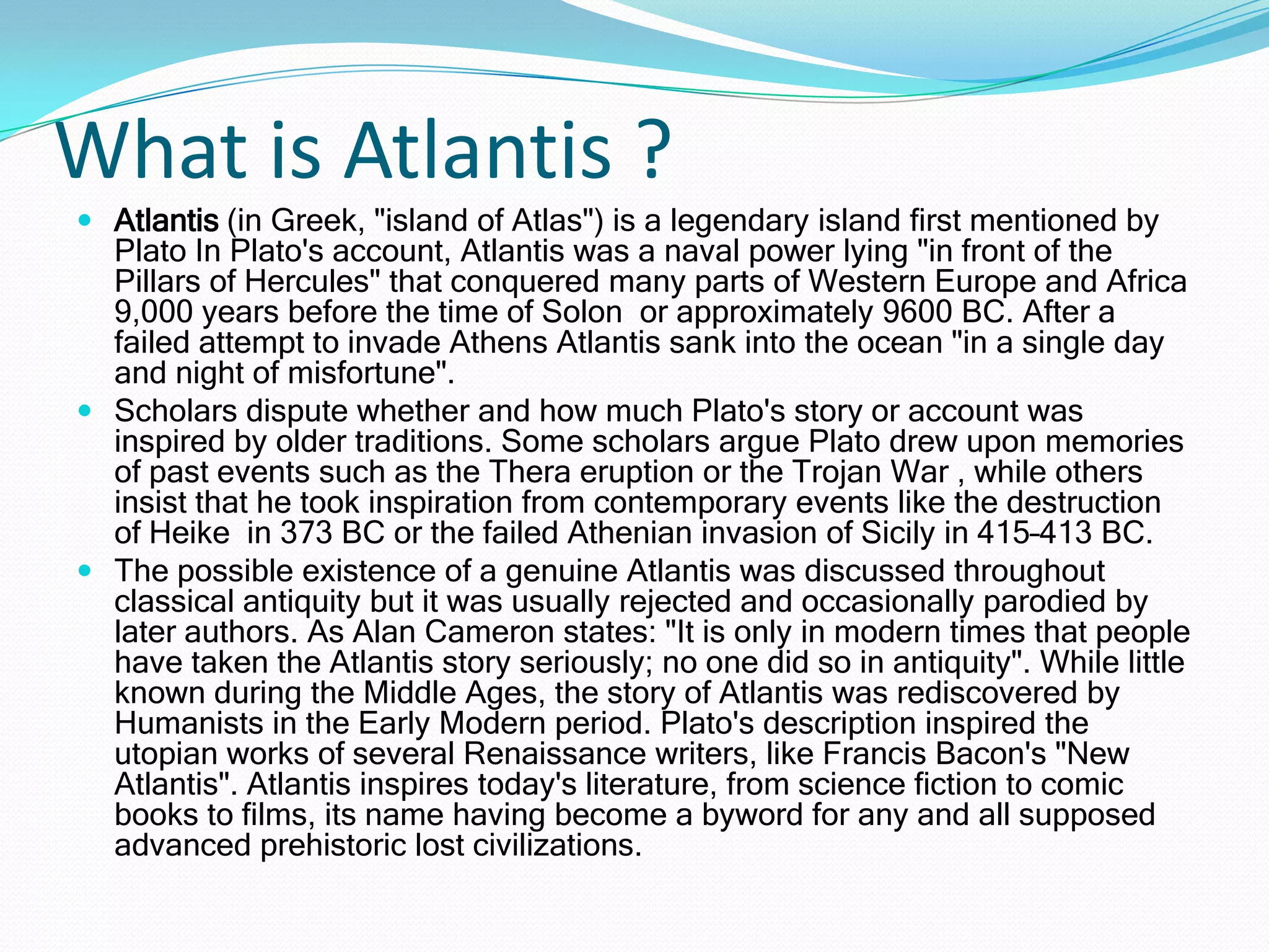 Was atlantis real and if you were did | PPTX