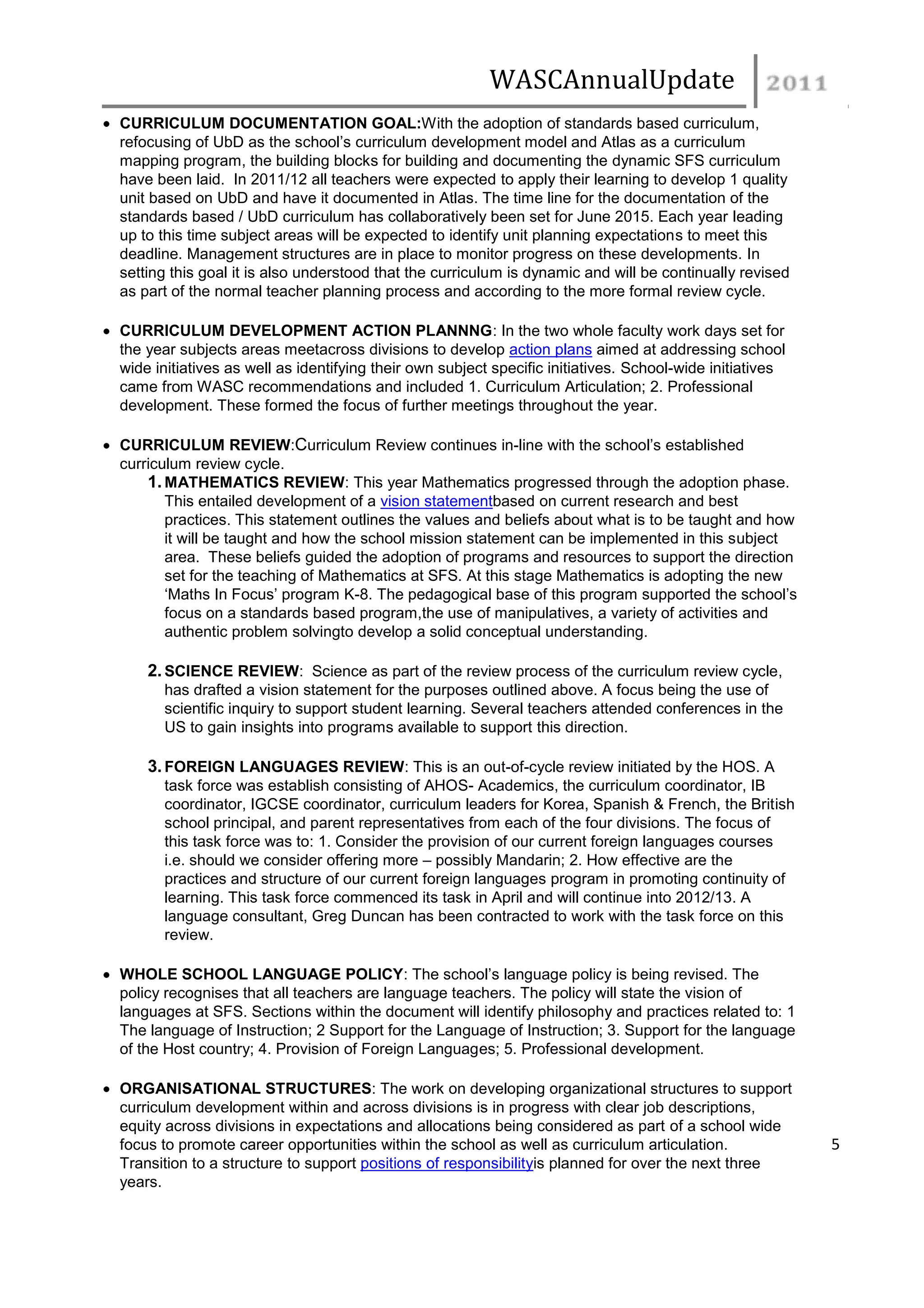 Wasc final progress report for seoul foreign school june 2012 | PDF ...