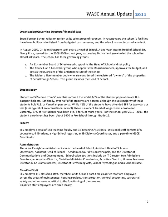 Wasc final progress report for seoul foreign school 01 june 2011 | PDF