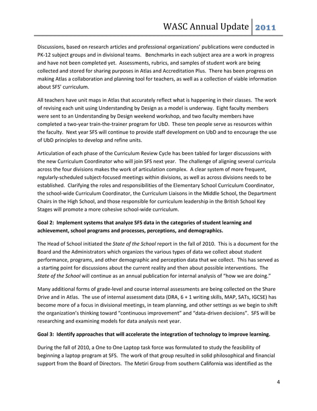 Wasc final progress report for seoul foreign school 01 june 2011 | PDF