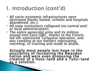 Post genocide challenges and achievements in Rwanda | PPT