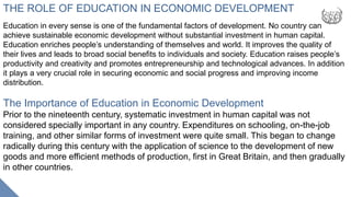 The Role Of Education And Women's EDUCATION In Economic Development | PPTX