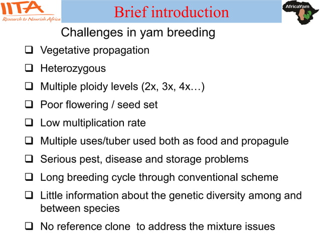 Striving for excellence in yam breeding using genomics tools | PPT