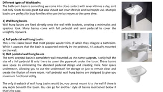 WASH BASINS.pptx it's important and usees types applications | PPTX