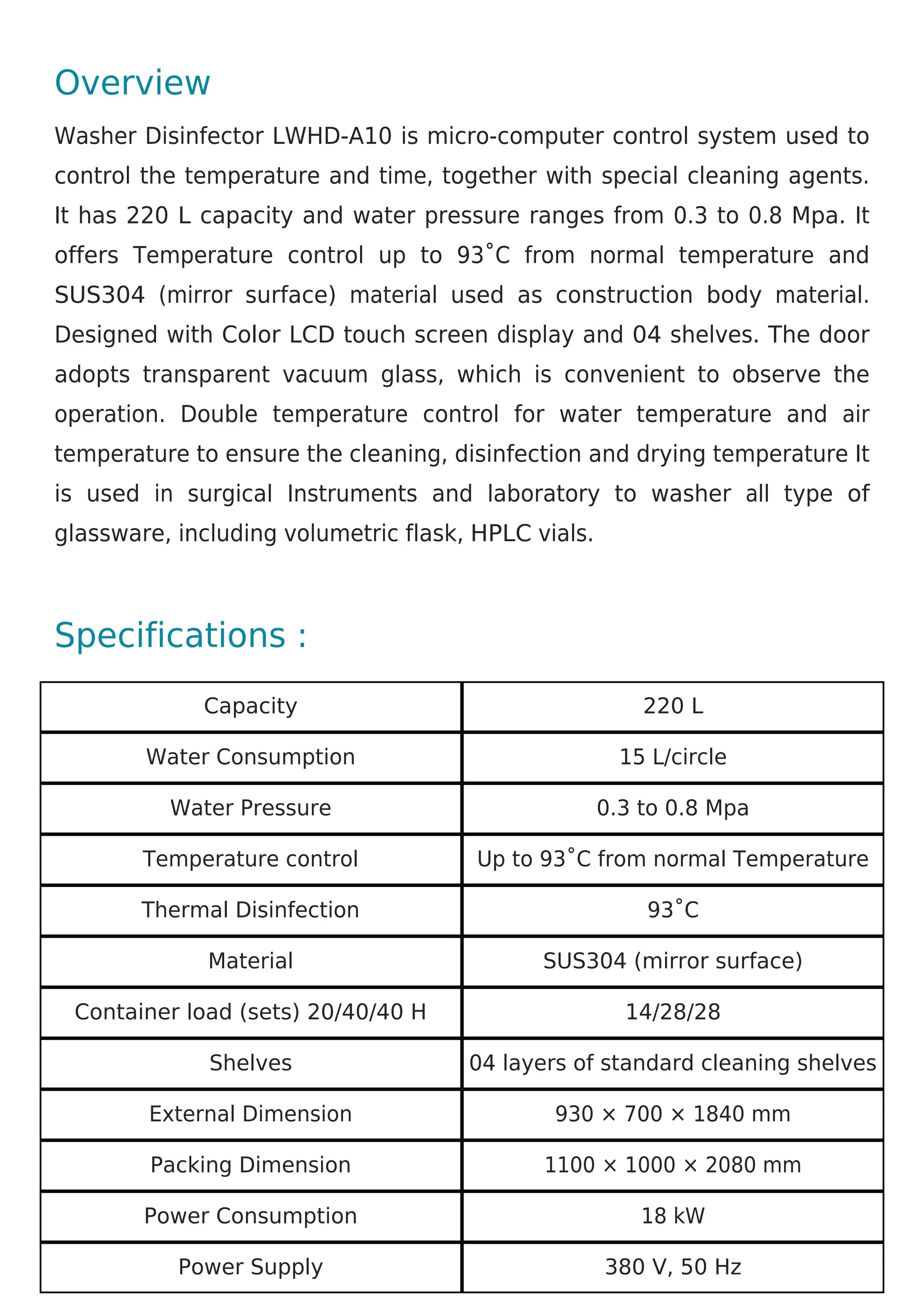 Washer-Disinfector | PDF