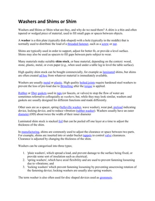 Washers and shims or shim | PDF