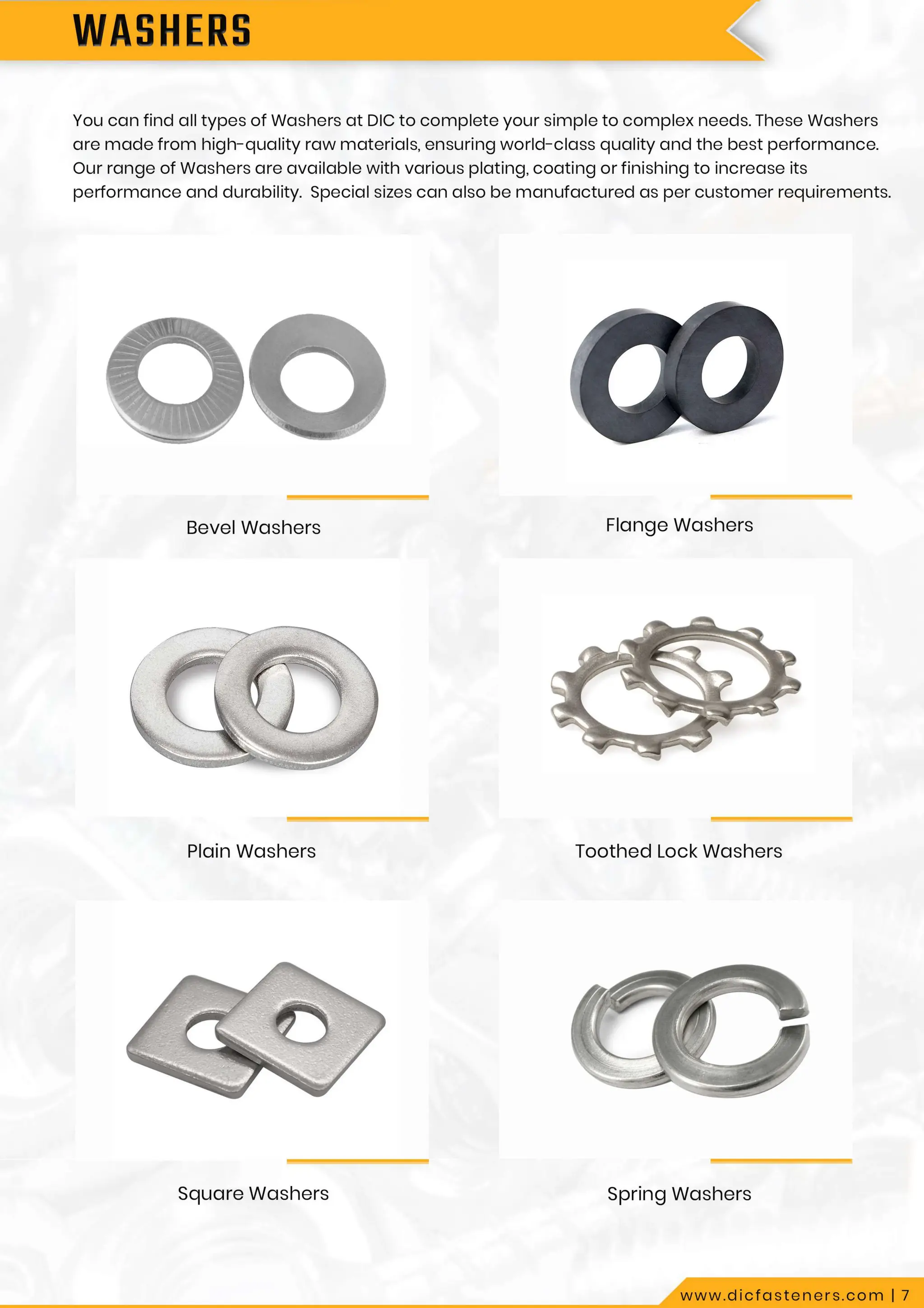 DIC Industrial Washers Exporter in India | PDF