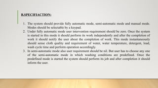 Washing machine case study: Types and Design metrics,Functional modes ...