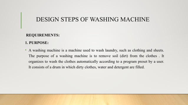 Washing machine case study: Types and Design metrics,Functional modes ...