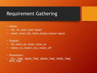 Washing Machine Controller project ppt on VLSI | PDF