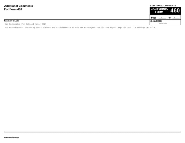 Sam Washington FPPC Form 460 1-1-14 to 6-30-14 | PDF | Civic affairs ...