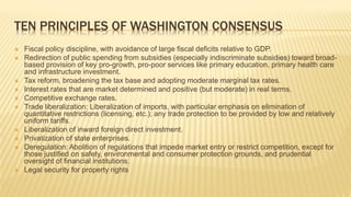 Washington consensus and its important points with respect to pakistan ...