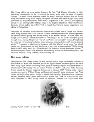 Washington irving | DOCX | Celebrity Families | Pop Culture