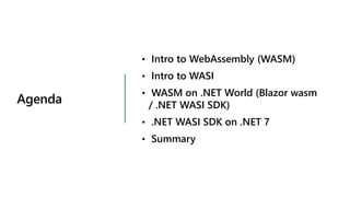 Introduction to .NET WASI SDK (【第7回】.NET 7 x FUN FAN F#) | PPT