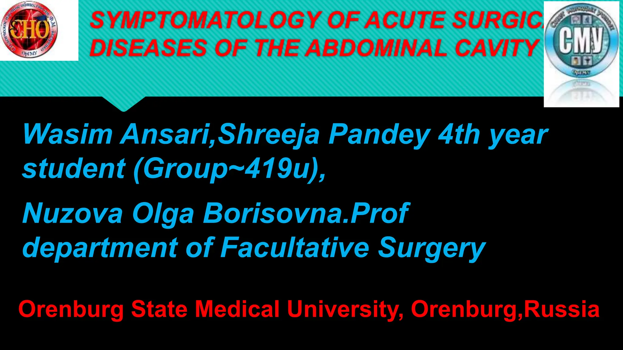 Wasim,Shreeja Symptomatology of acute surgery disease of the abdominal ...