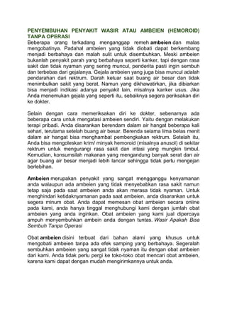 Wasir apakah bisa sembuh tanpa operasi | PDF