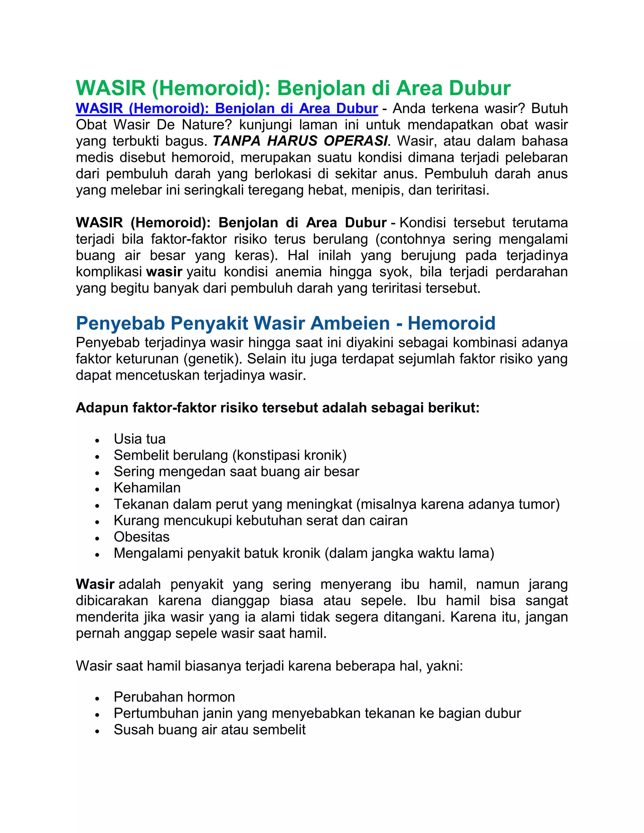 Wasir (hemoroid) benjolan di area dubur | PDF