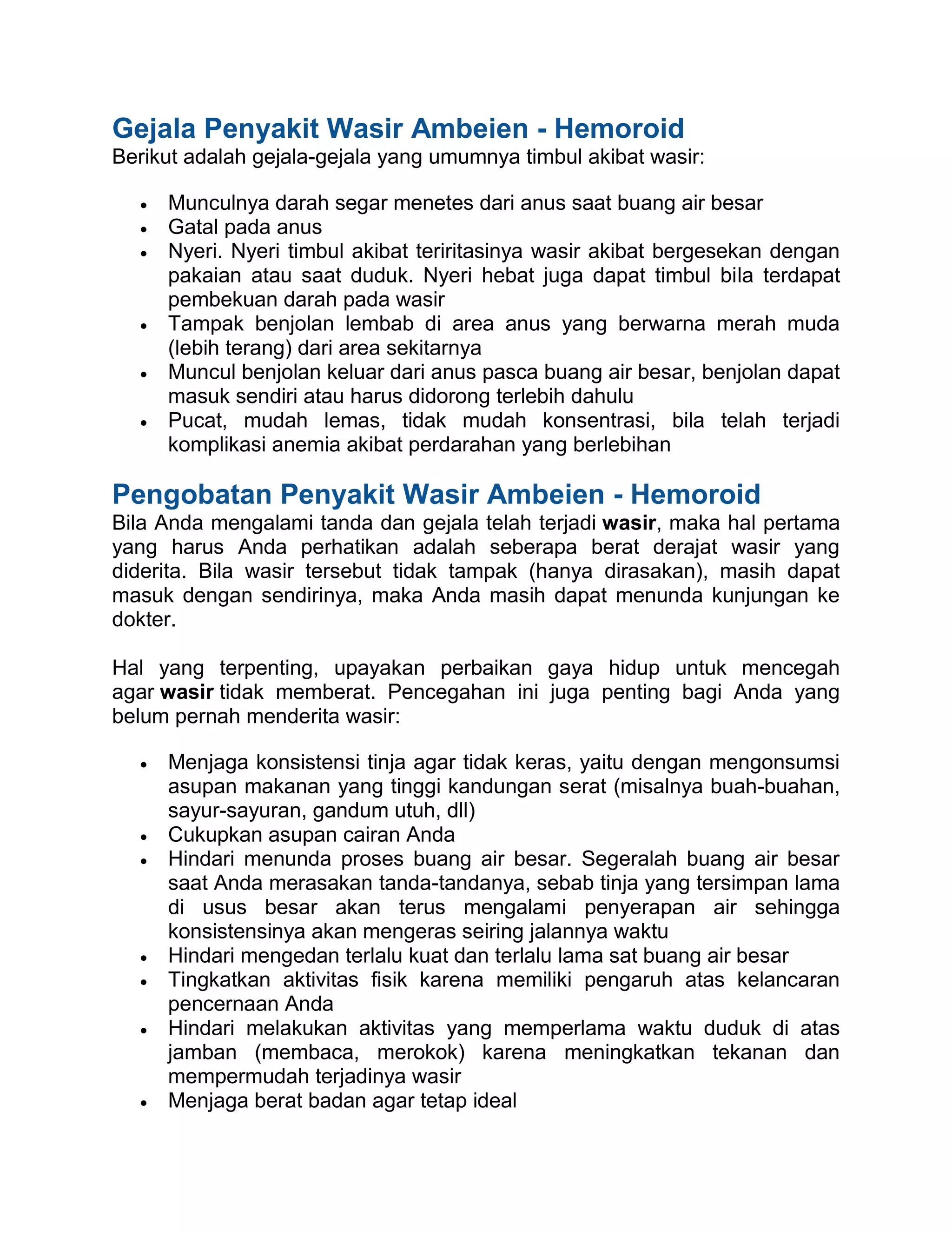 Wasir (hemoroid) benjolan di area dubur | PDF