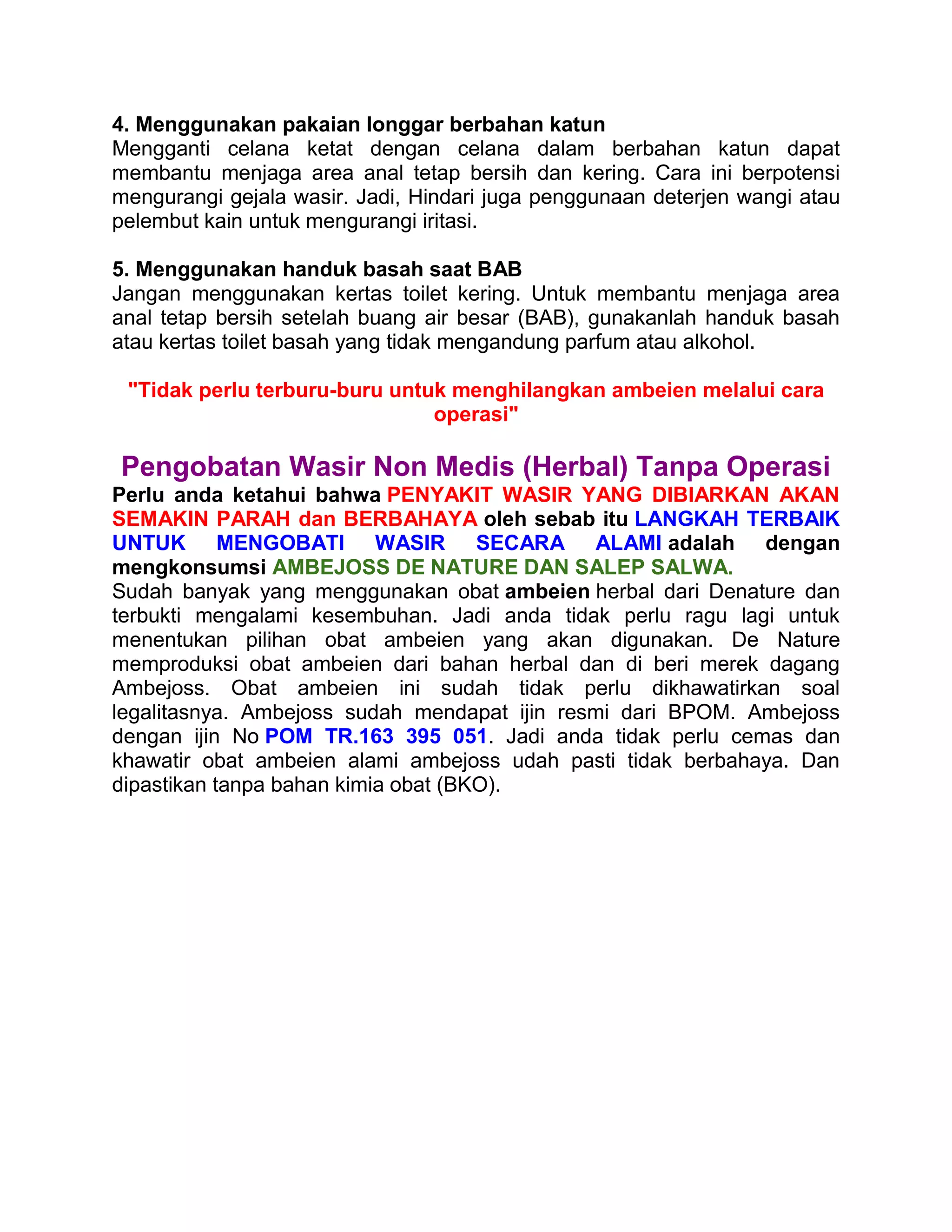 Wasir (hemoroid) benjolan di area dubur | PDF