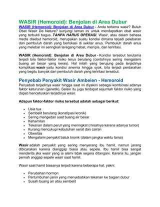 Wasir (hemoroid) benjolan di area dubur | PDF