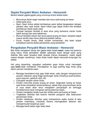 Wasir (hemoroid) benjolan di area dubur | PDF