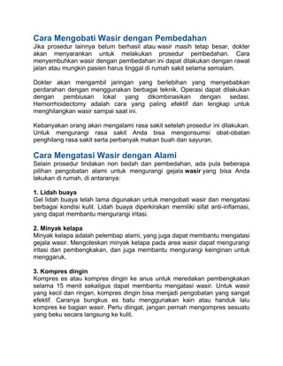 Wasir (hemoroid) benjolan di area dubur | PDF