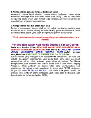 Wasir (hemoroid) benjolan di area dubur | PDF