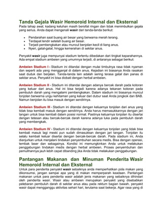 Wasir hemoroid internal dan eksternal beserta obatnya | PDF