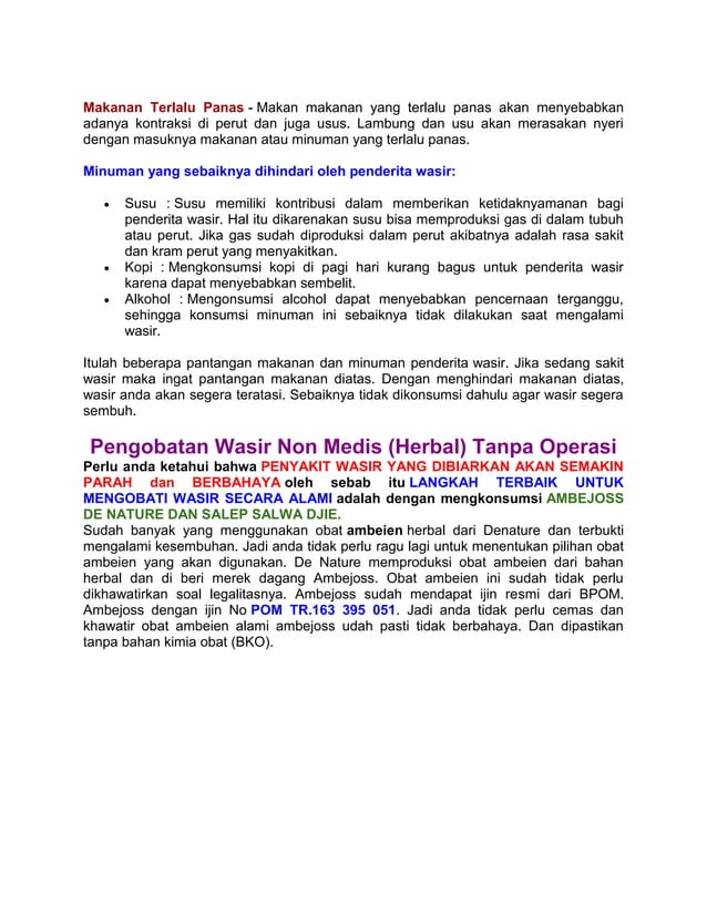 Wasir hemoroid internal dan eksternal beserta obatnya | PDF