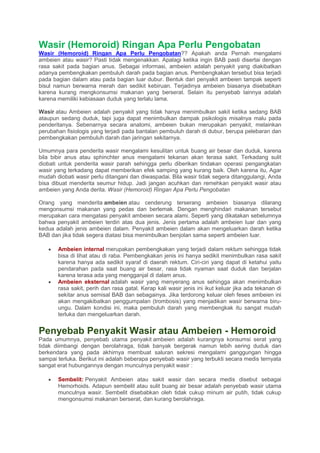 Wasir (hemoroid) ringan apa perlu pengobatan | PDF