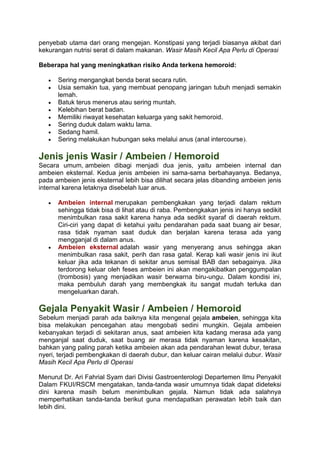 Wasir masih kecil apa perlu di operasi | PDF