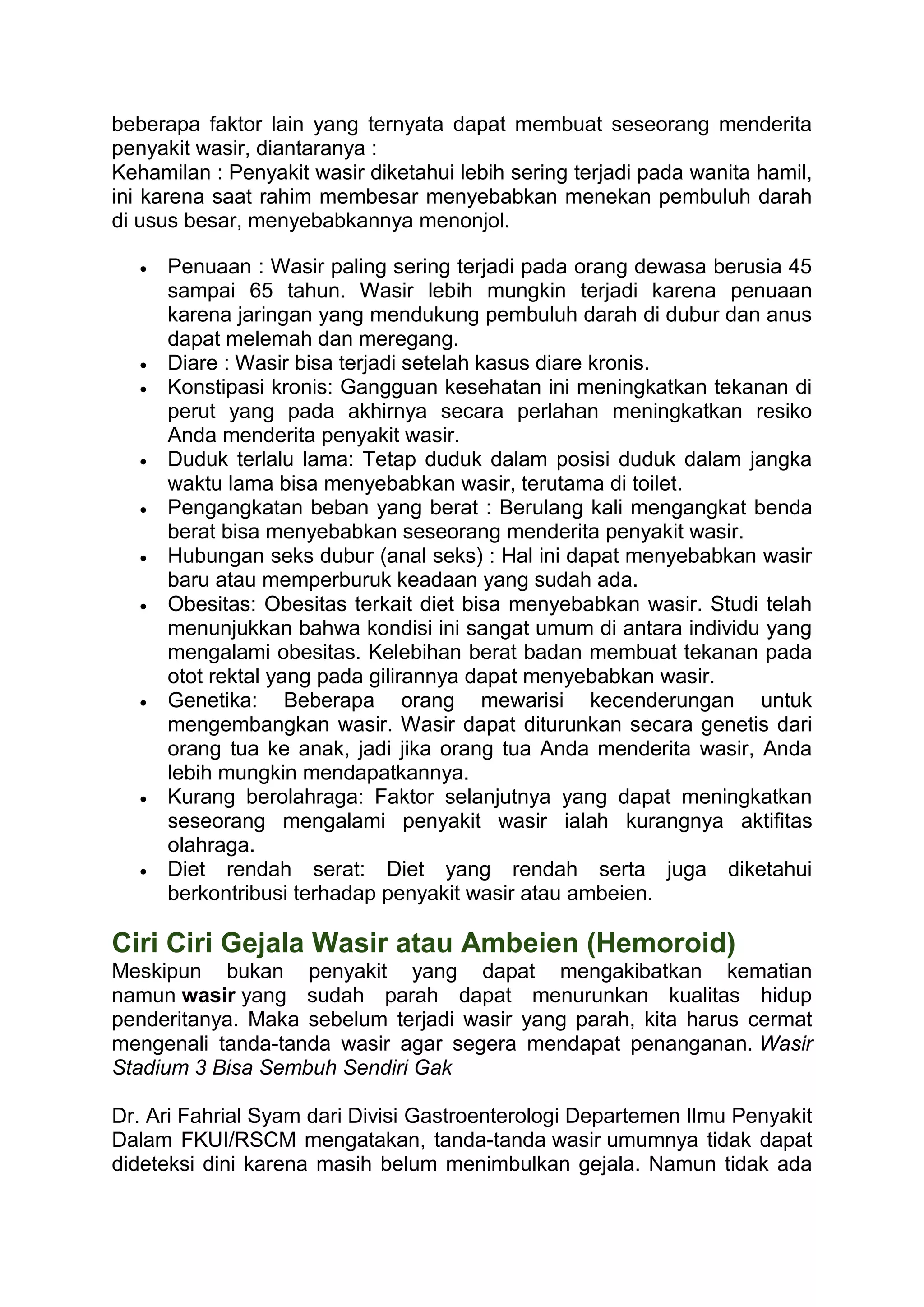Wasir stadium 3 bisa sembuh sendiri gak | PDF