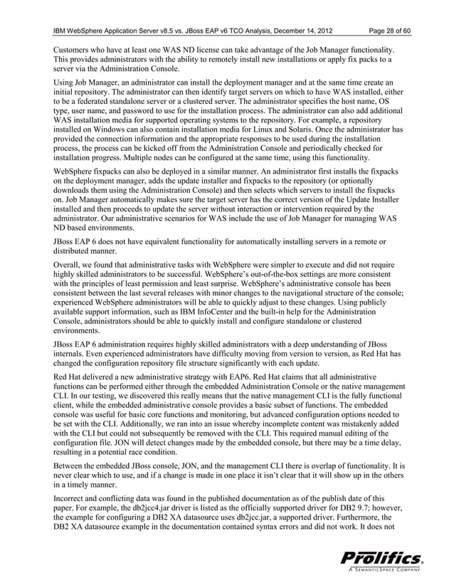 WebSphere Application Server JBoss TCO analysis | PDF