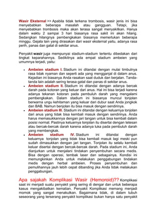 Waspadai komplikasi penyakit hemoroid | PDF