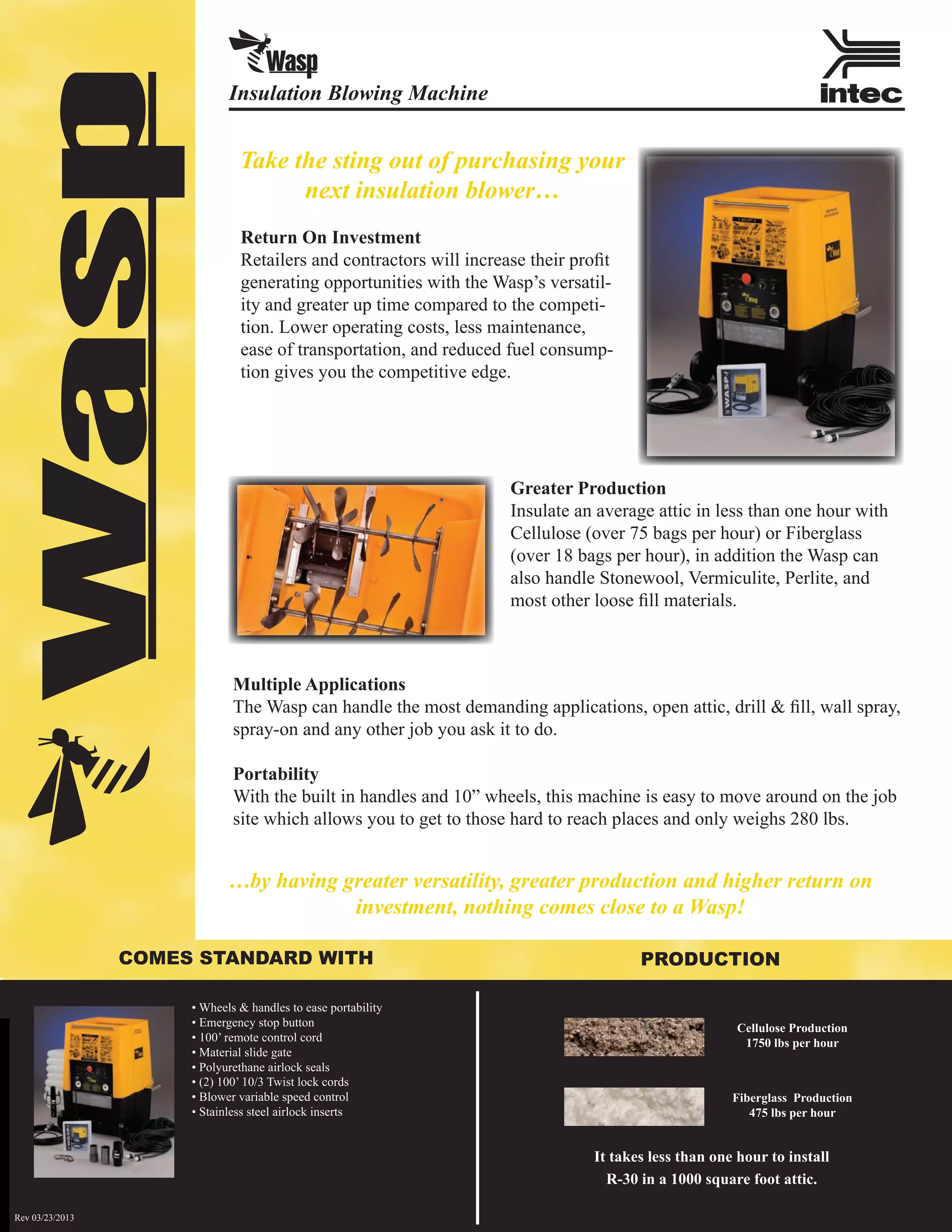 Wasp Insulation Blower Sales Brochure | PDF | Home Appliances | Home ...